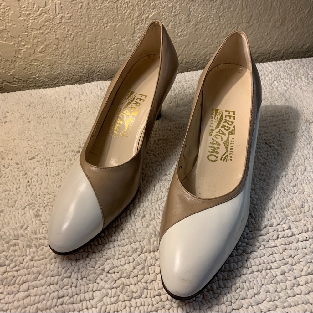New Salvatore Ferragamo Two Tone Pumps - Gem